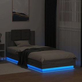 Rám postele s čelem a LED osvětlením šedý sonoma 90 x 200 cm 3210036