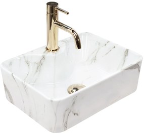 Rea Demi Mini, umyvadlo na desku 410x310x130 mm, imitace kamene-Aiax Shiny, REA-U6504