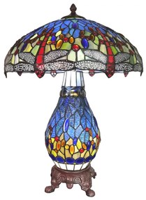 Modrá stolní lampa Tiffany Robbert – 46x63 cm