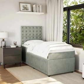 Box spring postel s matrací světle šedá 80 x 200 cm samet 3292202