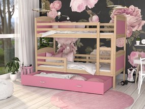 BabyBeds Dětská patrová postel s úložným prostorem MATYÁŠ borovice Velikost postele: 200x90 cm, Barva šuplíku: Bílá