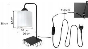 Stolní lampa Riffle Square, 1x bílé skleněné stínítko, b