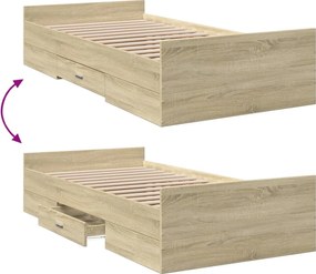 Rám postele se zásuvkami dub sonoma 90x200 cm kompozitní dřevo 3280337