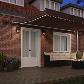 Ručně zatahovací markýza s LED světly hnědá 500 x 300 cm 3310217