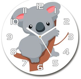 Wallmuralia Skleněné hodiny kulaté Koala na stromě fi 30 cm