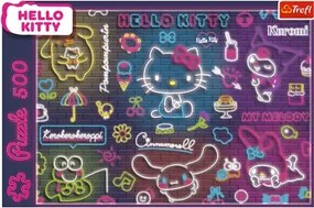 TREFL Puzzle Neonová Hello Kitty / 500 dílků / 48 x 34 cm / pro dospěl