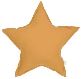 Mini lněný polštář hvězda karamelová 36 cm