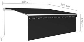 vidaXL Marketos Ručně zatahovací markýza s roletou a LED 4 x 3 m antracitová