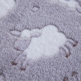 Beránková deka OVEČKA s ovečkami světle šedá 150 x 200 cm