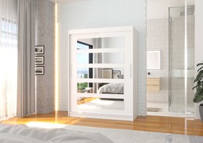 Posuvná skříň se zrcadlem MURANI 150 Hlavní barva: Bílá, LED osvětlení: Ne
