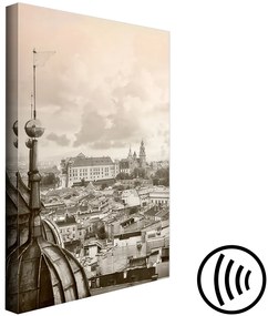 Obraz Královský hrad - krakovská panorama historického města v sépii