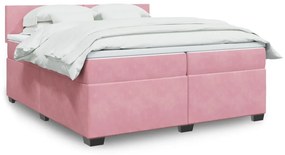 Box spring postel s matrací růžová 200x200 cm samet 3288701