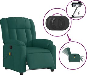 Elektrické masážní polohovací křeslo tmavě zelené textil 3205310