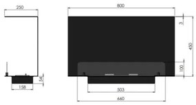 InFire - Vestavěný BIO krb 80x45 cm 3kW černá