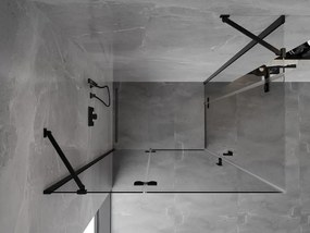 Mexen Mist-H Duo, 2-křídlý ​​výklopný sprchový kout 105 x 100 cm, čiré sklo, černý profil, 8A5-105L-100P-70-00