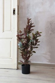 Umělý červený fíkus GOMMA, plast, výška 90 cm, zeleno-červená