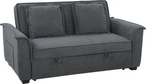 HOMCOM 2-Seater Convertible Sofa Bed, 66" Chenille Click-Clack with Adjustable Back, Pocket Springs & Side Pocket, Grey | Aosom