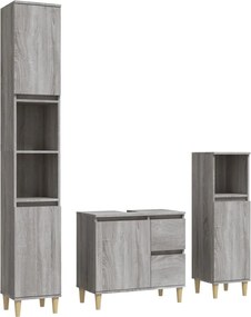 3dílný set koupelnových skříněk šedý sonoma kompozitní dřevo 3185541