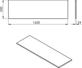 Sapho PLATO deska Rockstone 1600 x 24 x 500 mm bílá mat PL160-0101