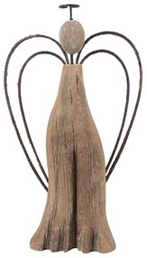 Hnědá dekorace dřevěná figurka anděl Angel Rustic L - 14*4*26 cm