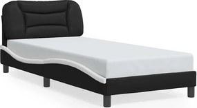 Rám postele bez matrace Hvar černý a bílý 80 x 200 cm umělá kůže 3207965