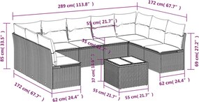 10dílná zahradní sedací souprava s poduškami béžová polyratan 3249918
