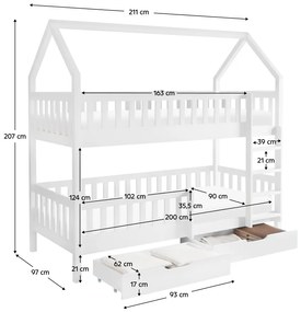 Kondela Montessori patrová postel, bílá, VENITA TYP 2