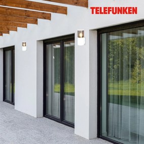 TF 322206TF TELEFUNKEN venkovní nástěnné svítidlo, voděodolné a prachotěsné, kouřové sklo, E27 patice, bílé - BRILONER