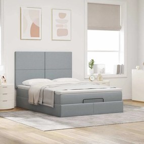 Osmanský rám postele s matrací světle šedá 140x190cm textil 3313920
