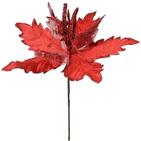 Dekorace zápich červená květina vánoční hvězda Poinsettia - Ø 34*42 cm
