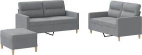 3dílná sedací souprava s poduškami světle šedá textil 3201576