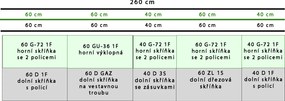 Kuchyňská linka CREMONA bc | 260 cm | rovná | UNI dvířka | PREMIUM BOX | bílá/cremona