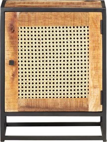 Noční stolek 40 x 30 x 50 cm masivní mangovník a přírodní rákos 323140