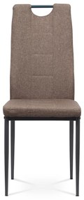 Jídelní židle, potah hnědá látka, kovová čtyřnohá podnož, antracitový matný lak - DCL-391 BR2