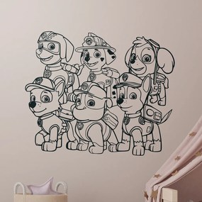 Živá Zeď Samolepka na zeď Tlapková patrola smečka Barva: černá, Velikost: 60 x 48 cm