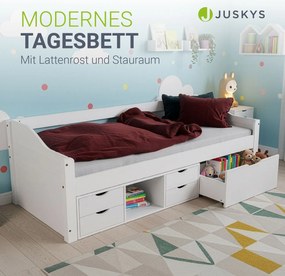 Juskys Dětská postel Nalu 90 × 200 cm s úložným prostorem