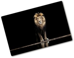 Wallmuralia Kuchyňská deska skleněná Portrét lva 80x52 cm