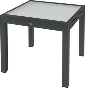Outsunny Velký Rozšiřitelný Zahradní Stůl rozložené rozměry 160D x 80Š x 75V cm Tmavě Šedý Hliníkový Stůl s Temperovaným Sklem Transparentní | Aosom