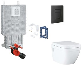 Grohe Uniset - Set předstěnové instalace, klozetu, sedátka SoftClose, tlačítka Even a sady pro vhazování tablet, phantom black SANI15BB5117