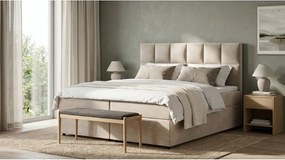 Béžová boxspring postel s úložným prostorem 160x200 cm Flip – Ropez