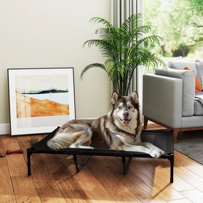 PawHut Přenosný Zdvižený Pelíšek pro Psy a Kočky s Prodyšnou Síťovinou a Oxfordskou Tkaninou pro Vnitřní a Venkovní Použití 122x92x23 cm Černý