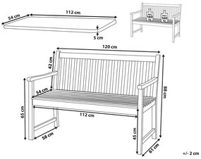 Zahradní lavice 120 cm VESTFOLD (dřevo) (tmavě červený podsedák). 1022845