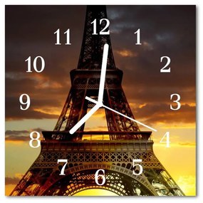 Nástěnné hodiny obrazové na skle - Eiffelová věž
