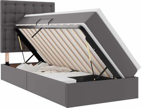 Postel s úložným prostorem s čelo Šedá 100 x 200 cm Umělá kůže 3371655