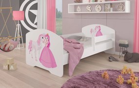 ADRK Furniture Postel s matrací a zábranou PEPE PRINCESS AND HORSE 160x80 CH-Pep-Barri- Prin-Hor-E930