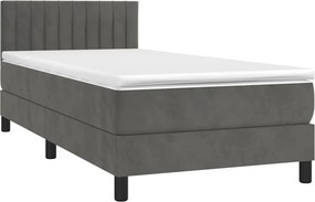 Box spring postel s matrací a LED tmavě šedá 80 x 200 cm samet 3134490
