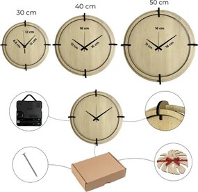 Dřevěné nástěnné hodiny javor - tichý chod, přírodní design | SENTOP HDF0587-MAPLE