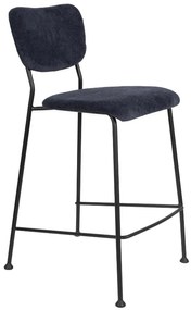 OnaDnes -20% Tmavě modrá manšestrová barová židle ZUIVER BENSON 64,5 cm