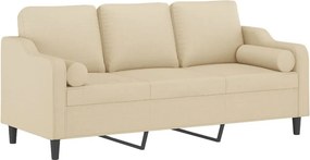 3místná pohovka s polštáři krémová 180 cm textil 3200855
