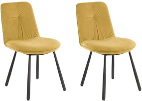 Danish style Jídelní židle Mirinda (SADA 2 ks), samet, žlutá